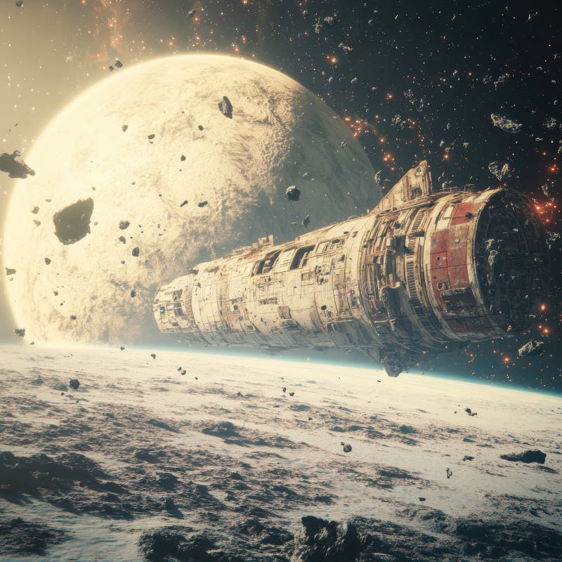 Abandoned Spacecraft in Orbit with Nearby Planet Stock Image - Image of planet, disaster: 377913449