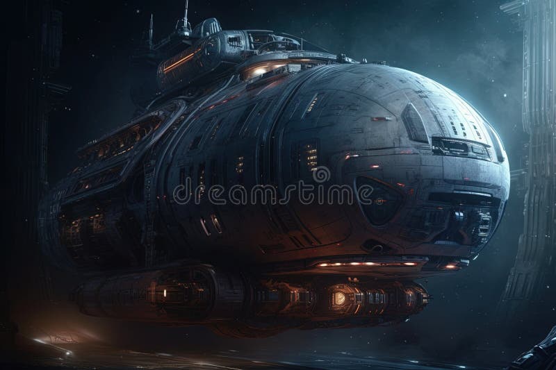 Abandoned Spaceship Floating in Space Illustration Generative Ai Stock ...