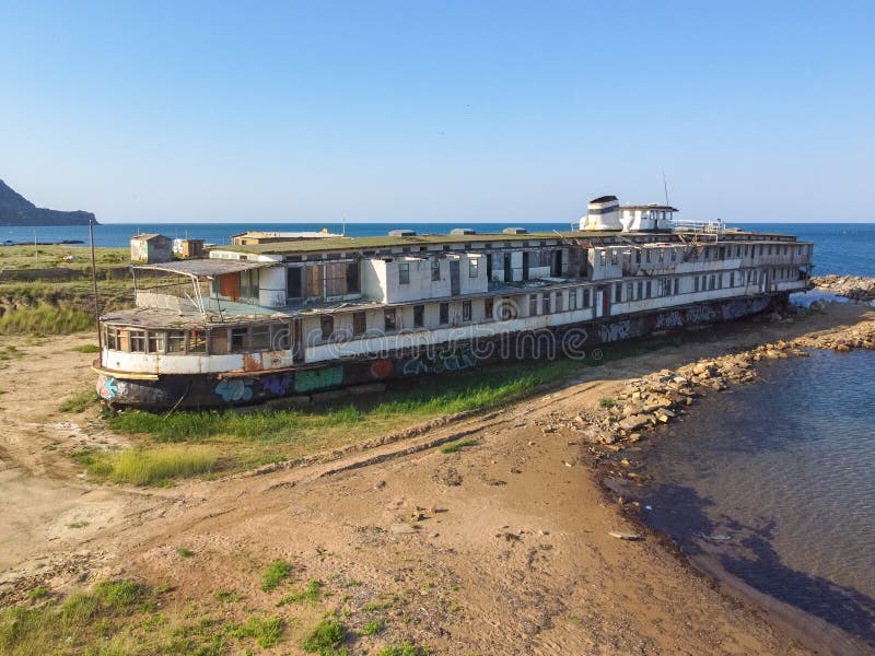 Abandoned Steamer Stranded, Rusty Old Cruise Steamer, Ship Skeleton ...
