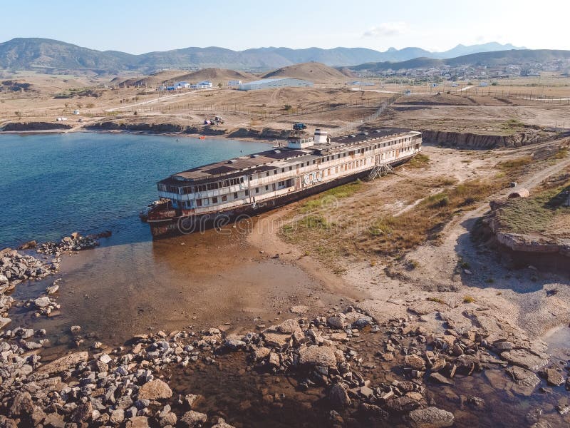 Abandoned Steamer Stranded, Rusty Old Cruise Steamer, Ship Skeleton ...