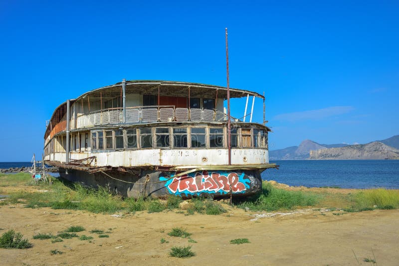 Abandoned Steamer Stranded, Rusty Old Cruise Steamer, Ship Skeleton ...
