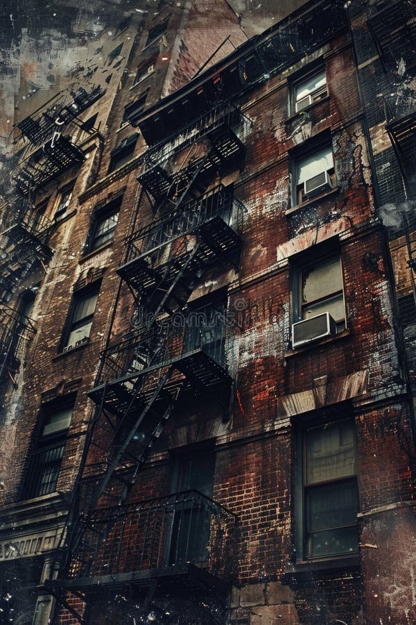 Abandoned Structure with Rusty Fire Escape Stairs Stock Photo - Image ...