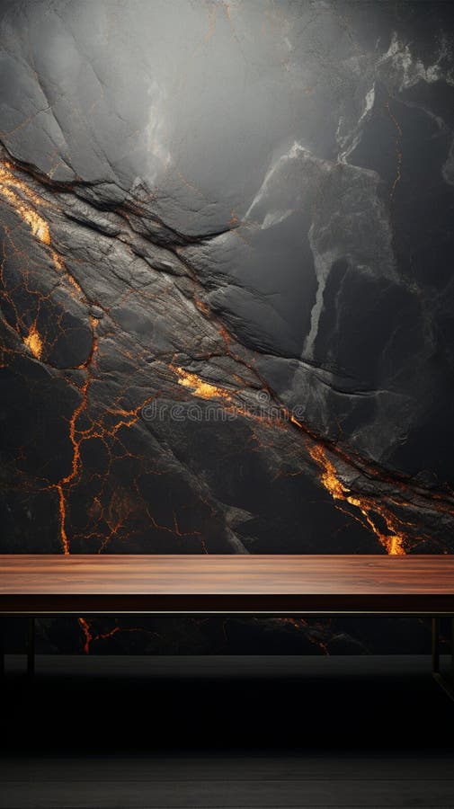 Abandoned Surface, Dark Marble, Ebony Countertop, on Dim Wall Backdrop ...