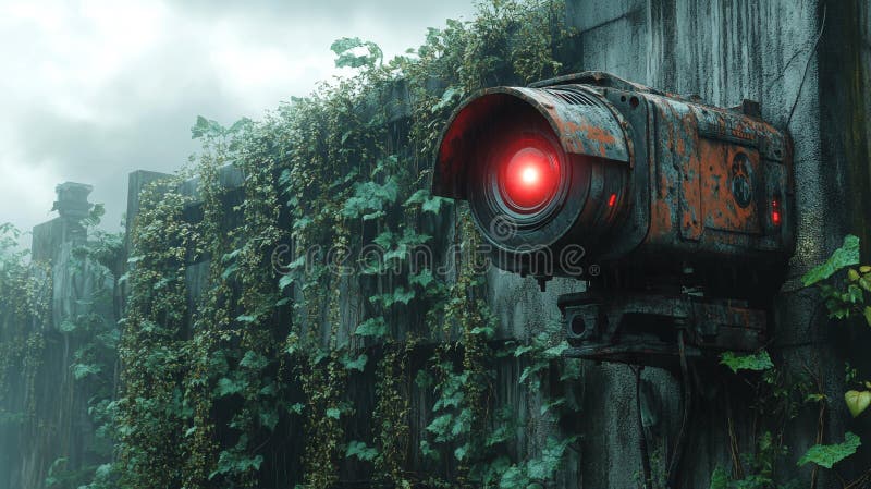 Abandoned Surveillance Camera in Overgrown Jungle - Generative Ai Stock ...