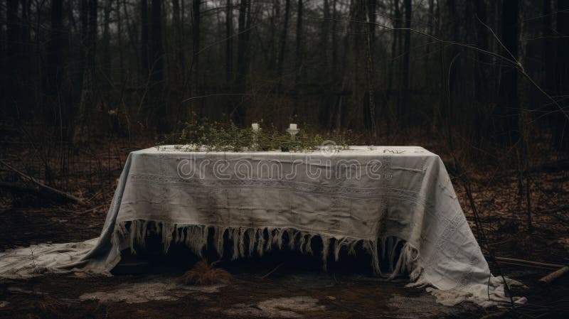 Abandoned Tablecloth in the Enigmatic Swamp Stock Illustration ...