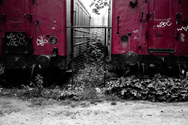 Old Abandoned Train Background Stock Image - Image of graffiti ...