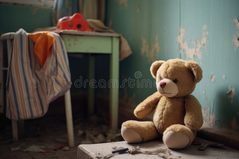 Abandoned Teddy Bear in an Empty Childrens Room Stock Photo - Image of ...