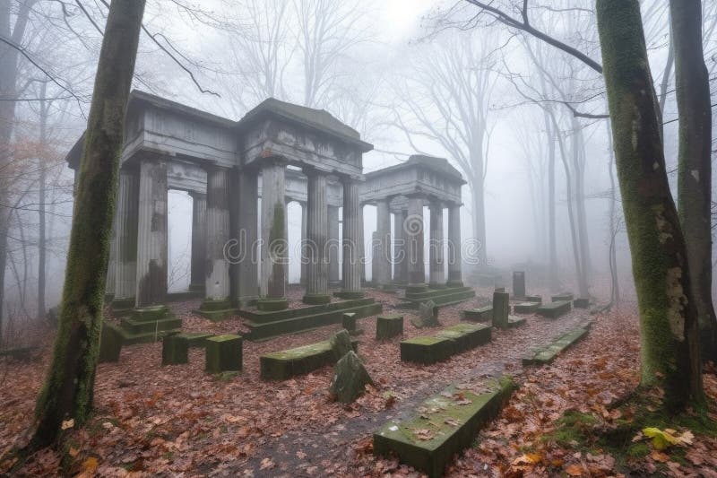 Abandoned Temple, with Broken Columns and Half-buried Stones, in the ...