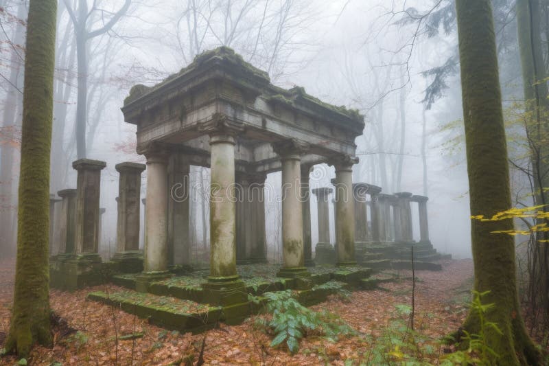 Abandoned Temple, with Broken Columns and Half-buried Stones, in the ...