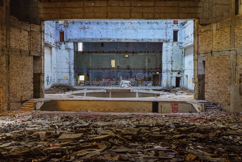 Abandoned Theater or Cinema Hall Inside Stock Photo - Image of ...