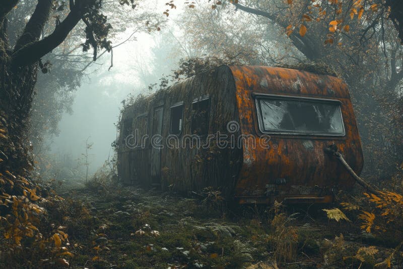 Abandoned Trailer in Woods stock photo. Image of isolated - 379324382