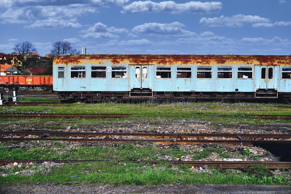 Abandoned train carts stock photo. Image of tracks, tree - 273458024