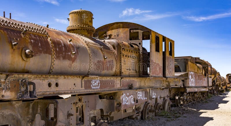 Abandoned Train at the Train Graveyard in the Bolivia Salt Flats Stock ...