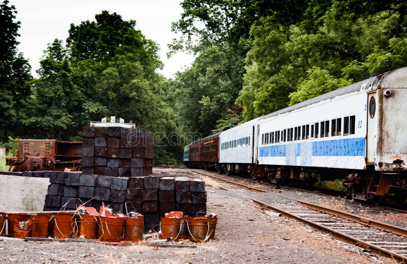 Abandoned Train and Rail Yard Stock Image - Image of rusted, railway ...