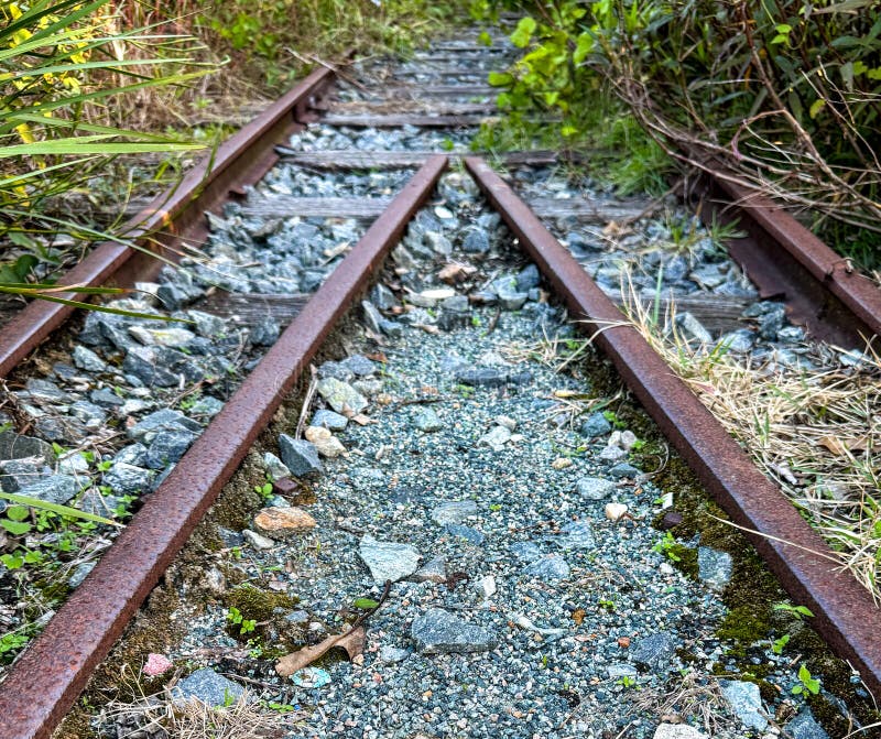 Abandoned Train Track with Small Crushed Stones Stock Photo - Image of ...