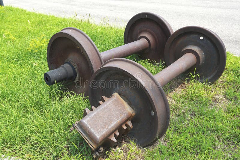 Abandoned Train Two Wheels on the Grass Stock Image - Image of ...