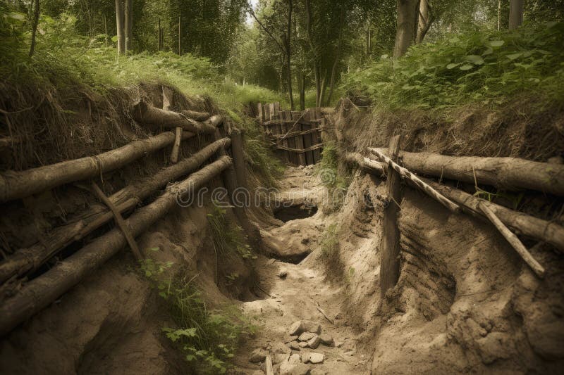 Abandoned Trenches War. Generate AI Stock Image - Image of damaged ...