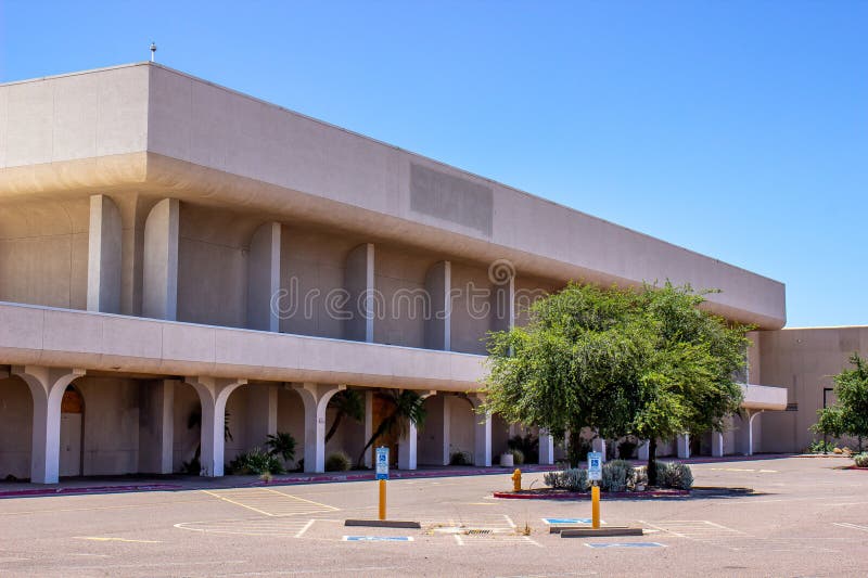 Abandoned Two Story Retail Store Stock Image - Image of columns ...