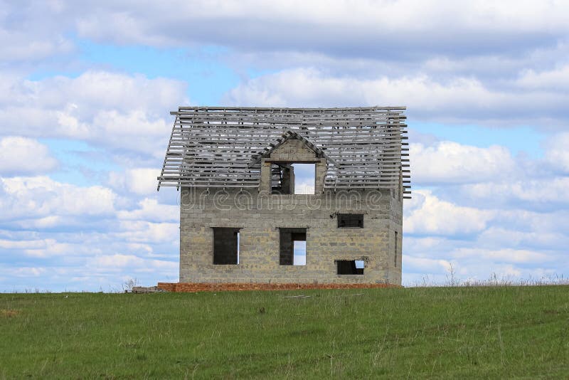 An Abandoned Under-construction House in a Rural Setting. Real Estate ...