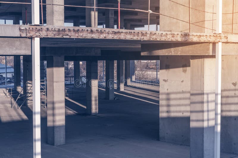 Abandoned Unfinished Concrete Factory Building Stock Image - Image of ...