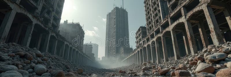 Abandoned Urban Ruins: Eerie High-rise Surrounded by Crumbling ...