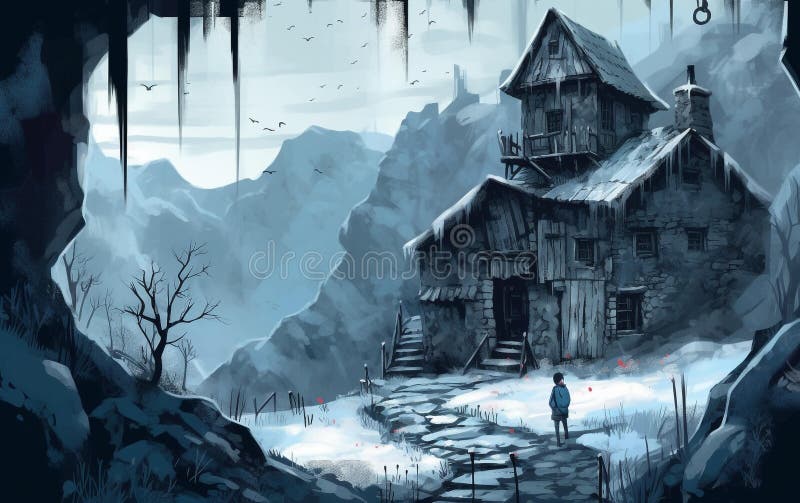 Abandoned Village Deep within the Mountains, Broken only by the Distant ...