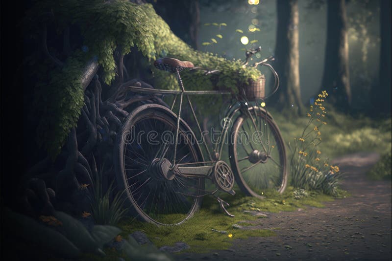Abandoned Vintage Bicycle among Dark Forest, Natural Wallpaper AI ...
