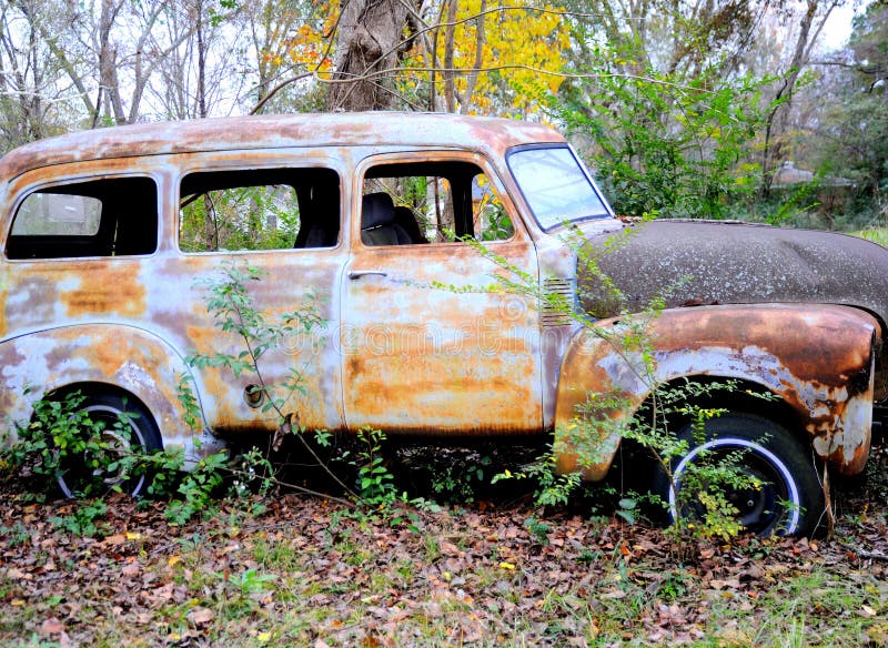 Abandoned vintage car. stock image. Image of rusty, colors - 46551809