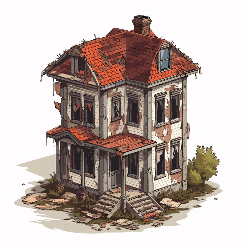 Abandoned Vintage House Isometric Vector Flat Isolated Illustration ...