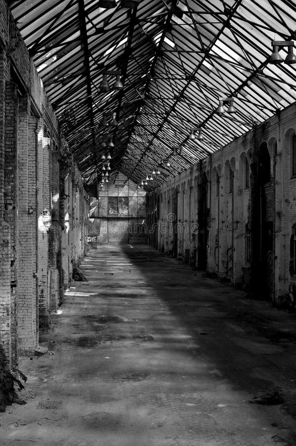 Abandoned Warehouse with Large Windows Stock Image - Image of large ...
