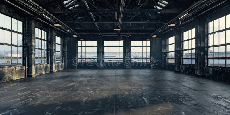 Abandoned Warehouse with Windows Stock Photo - Image of structure ...