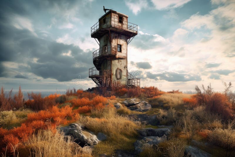 Abandoned Watchtower Overlooking Test Zone Stock Photo - Image of ...