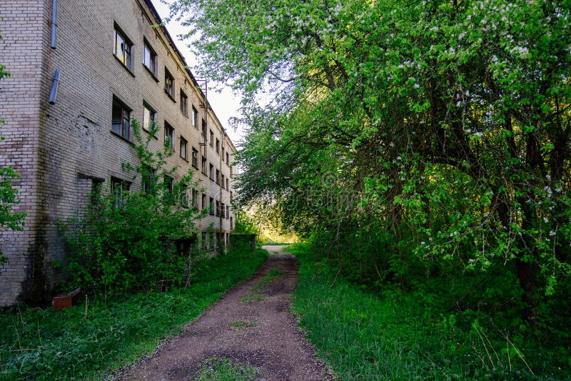 Abandoned White Brick Multistory Houses, Decaying Cityscape of Ghost ...
