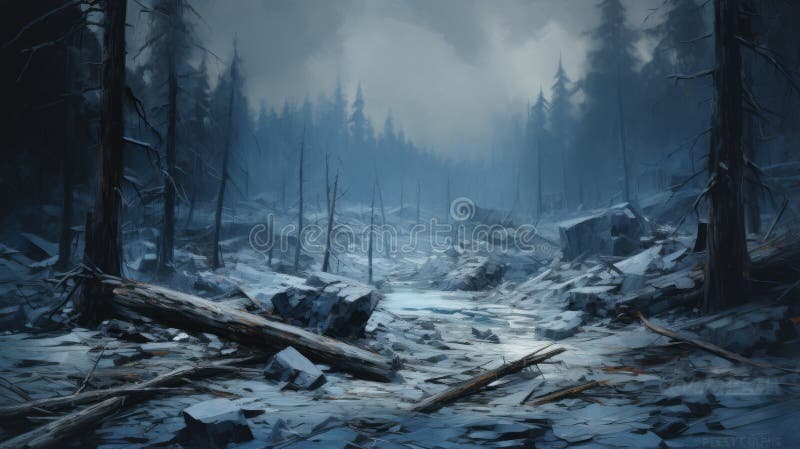 Abandoned Winter Forest: Chaotic Realism in 2d Game Art Stock ...