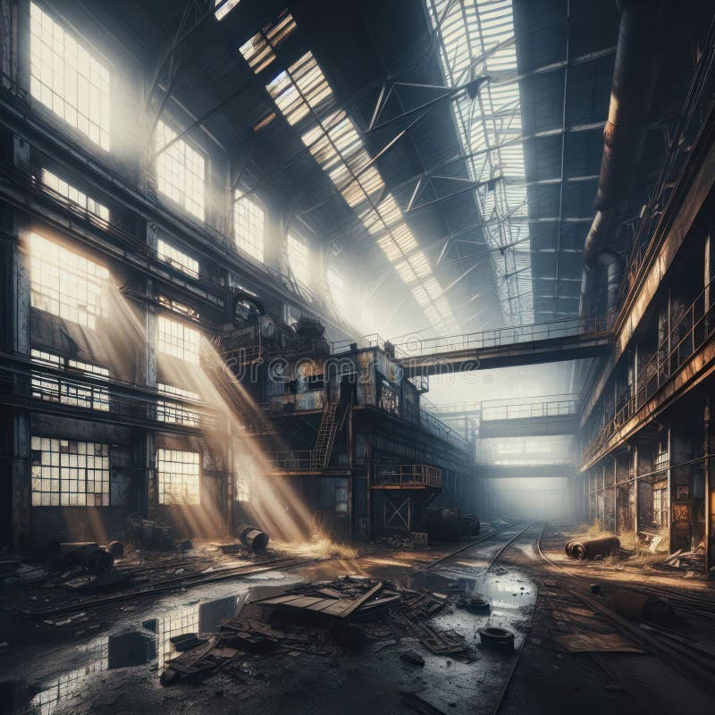 Abandoned Workshop of an Industrial Enterprise. Stock Illustration ...