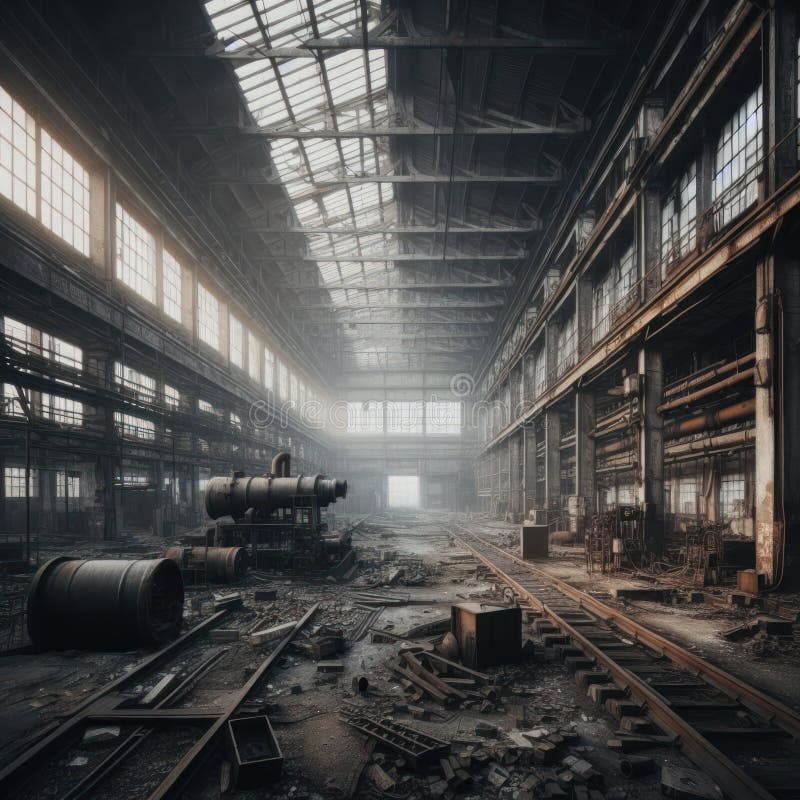 An Abandoned Workshop of an Industrial Enterprise. Stock Illustration ...