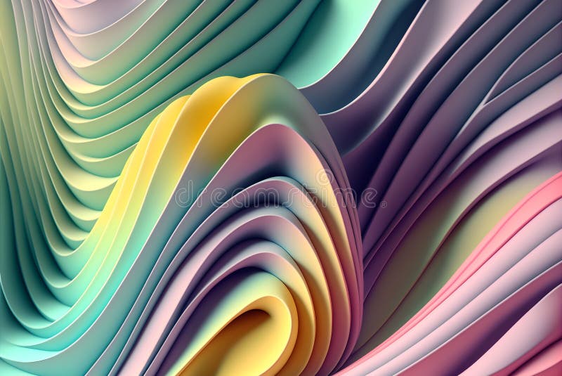 Abastract Pastel Colors Waves Background. 3D Resolution Stock ...