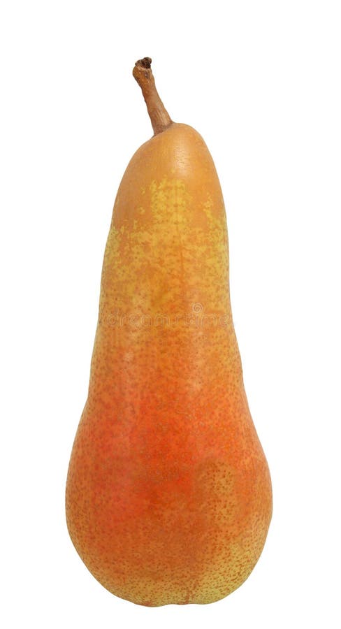 Single Abate Fetel Pear Next To a Half and a Slice of Pear Isolated on ...