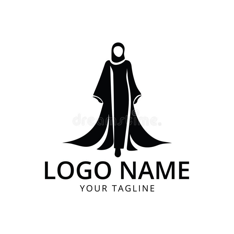 Abaya Logo Icon Design Black and White. Traditional Fashion Arabic ...
