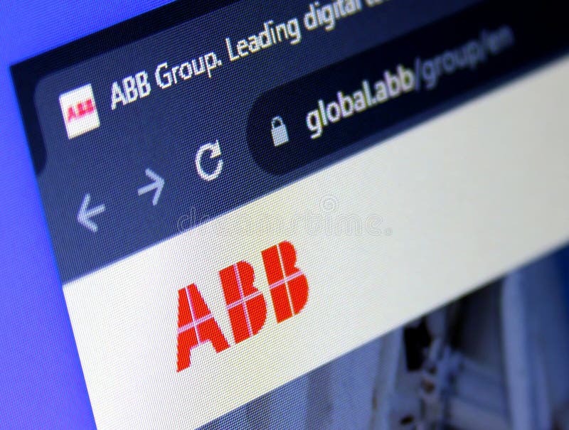ABB company logo editorial stock image. Image of screen - 298932359