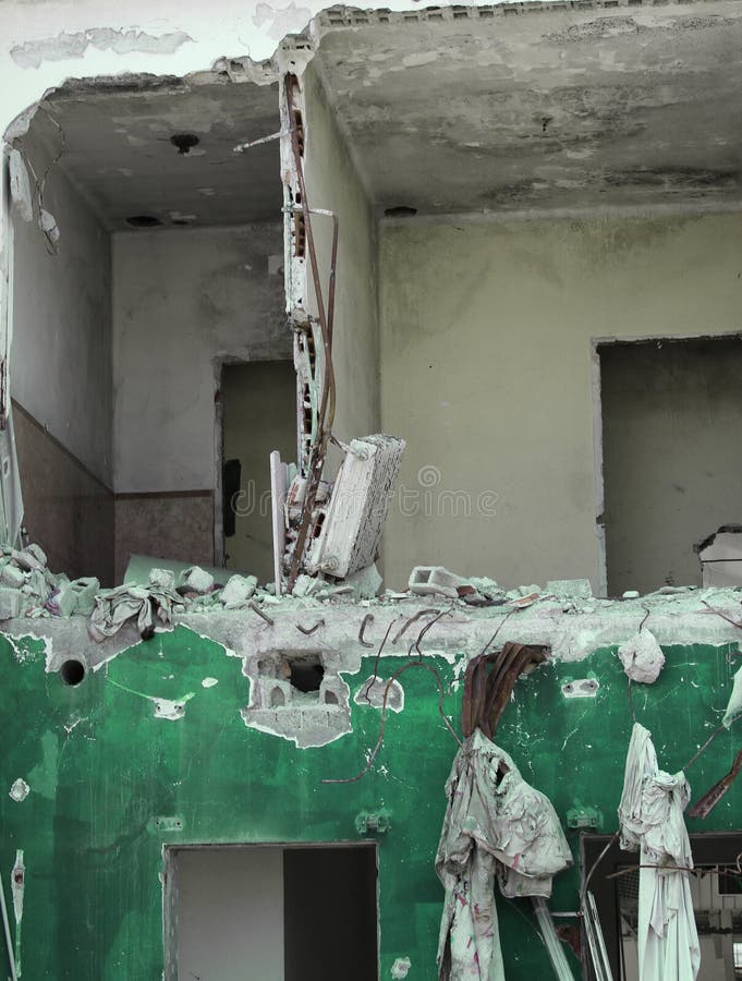 Damaged House with Broken Walls Stock Image - Image of broken ...