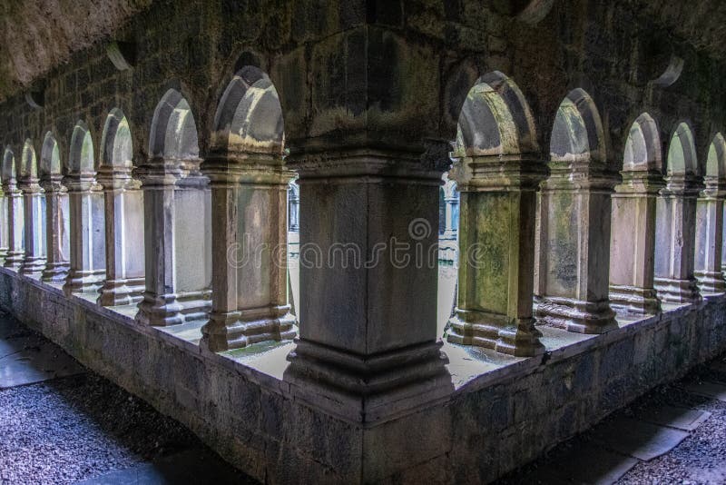 Columns and Arches of Ancient Irish Abbey Ruins Stock Image - Image of ...