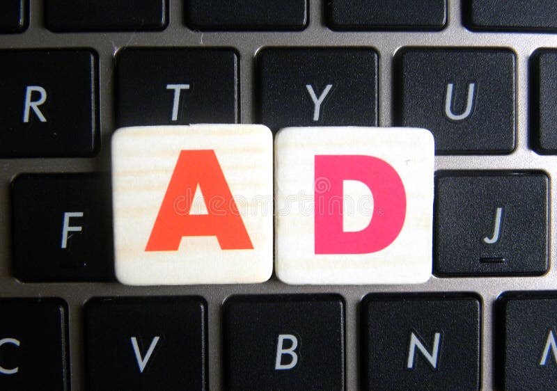 Abbreviation Ad on Keyboard Background Stock Image - Image of modern ...