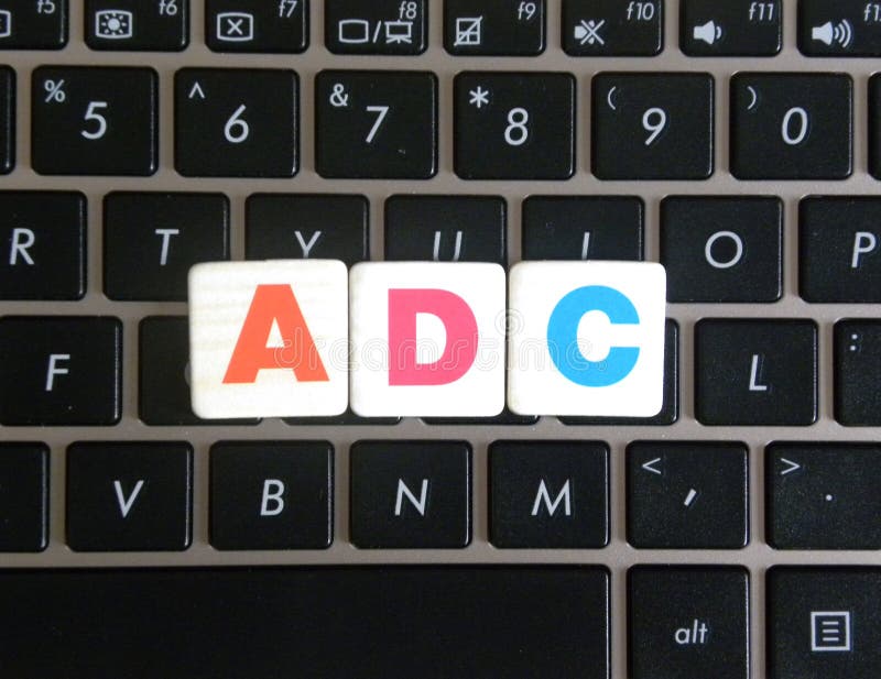Abbreviation ADC on Keyboard Background Stock Photo - Image of modern ...