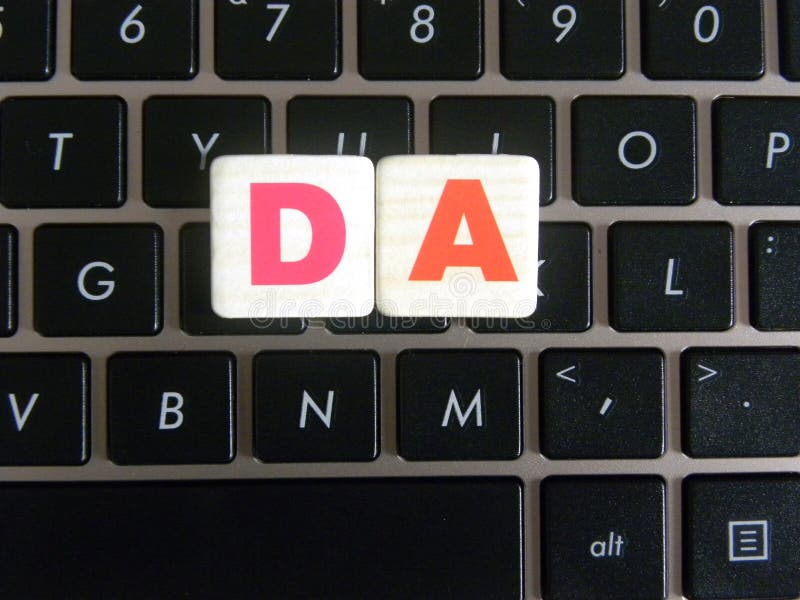 Abbreviation DA on Keyboard Background Stock Photo - Image of engine ...