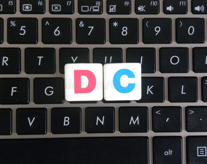 Abbreviation DC on Keyboard Background Stock Photo - Image of laptop ...