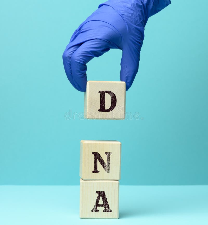 Abbreviation DNA on Wooden Square Blocks, Blue Background Stock Photo ...