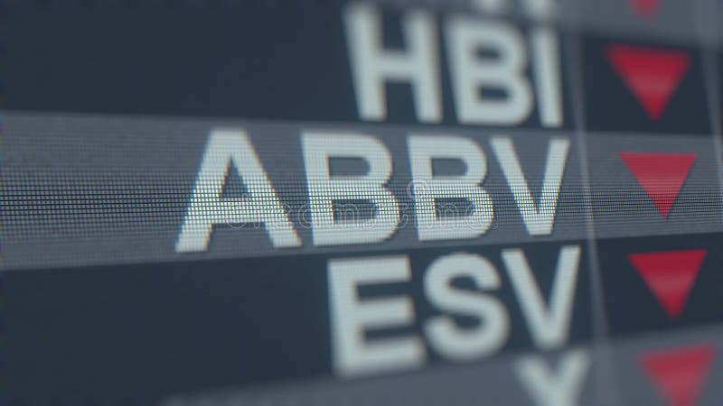 ABBVIE ABBV Stock Ticker with Decreasing Arrow, Conceptual Editorial ... ABBVIE ABBV Stock Ticker with Decreasing Arrow, Conceptual Editorial ...