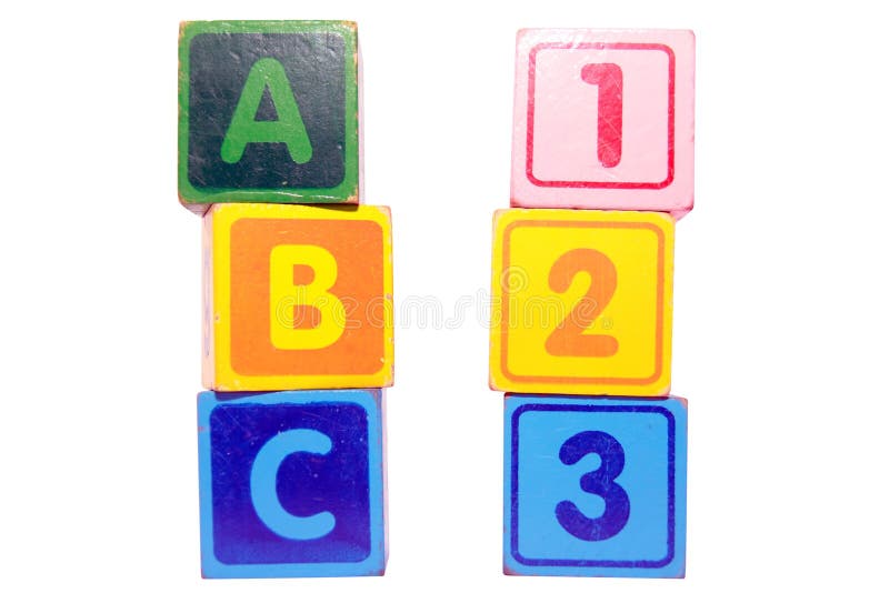 ABC 123 in Den Spielzeugspiel-Blockschrift Stockbild - Bild von würfel ...
