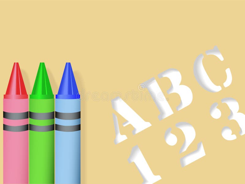 ABC 123 Stencil & Red Green Blue Crayons Stock Vector - Illustration of ...